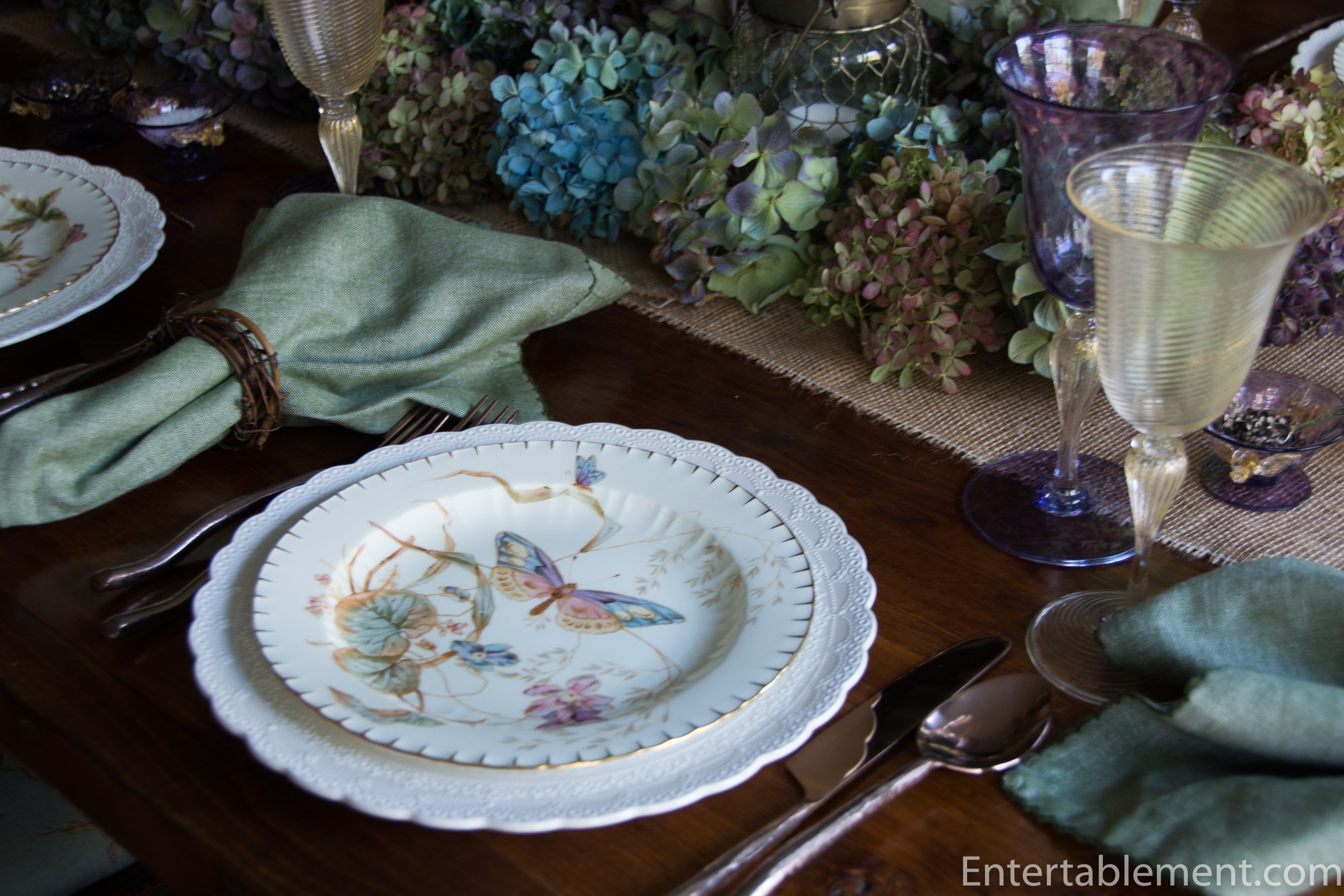 Royal Crown Derby Floral Butterfly Plates - Entertablement