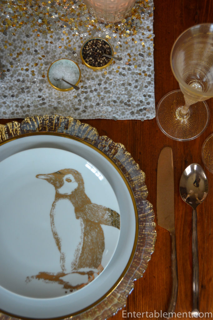 A Glitzy Gold Penguin Table | Entertablement