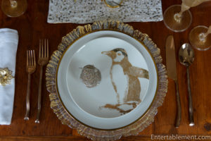 A Glitzy Gold Penguin Table | Entertablement